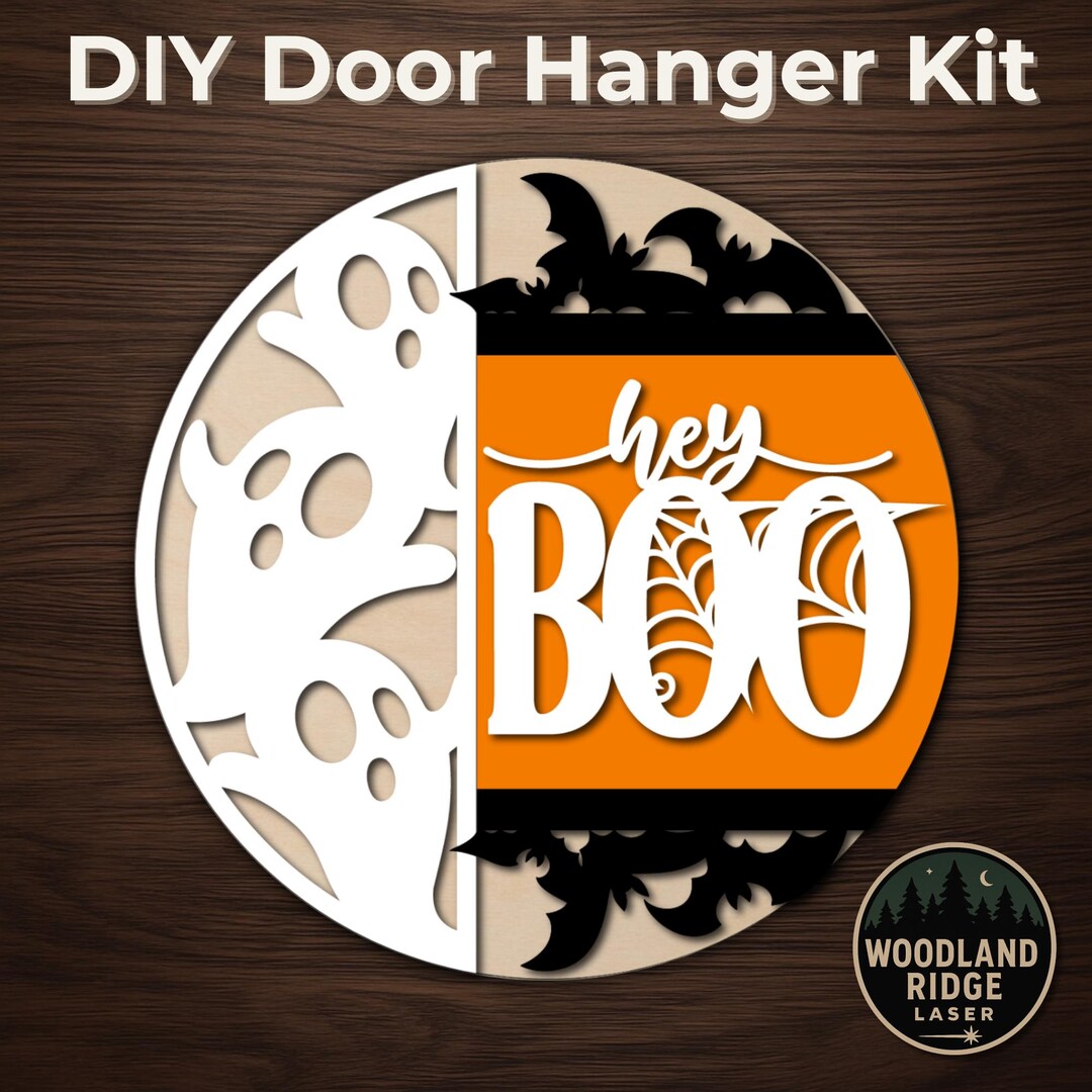 Hey Boo DIY Door Hanger Kit – Laser Cut Wood Sign - Etsy UK