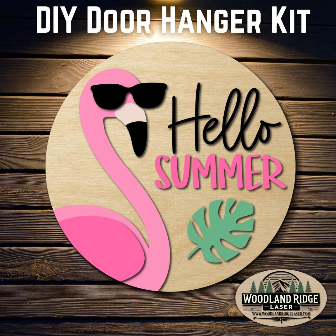 Flamingo Hello Summer DIY Door Hanger Kit | Summer Door Sign | Laser ...
