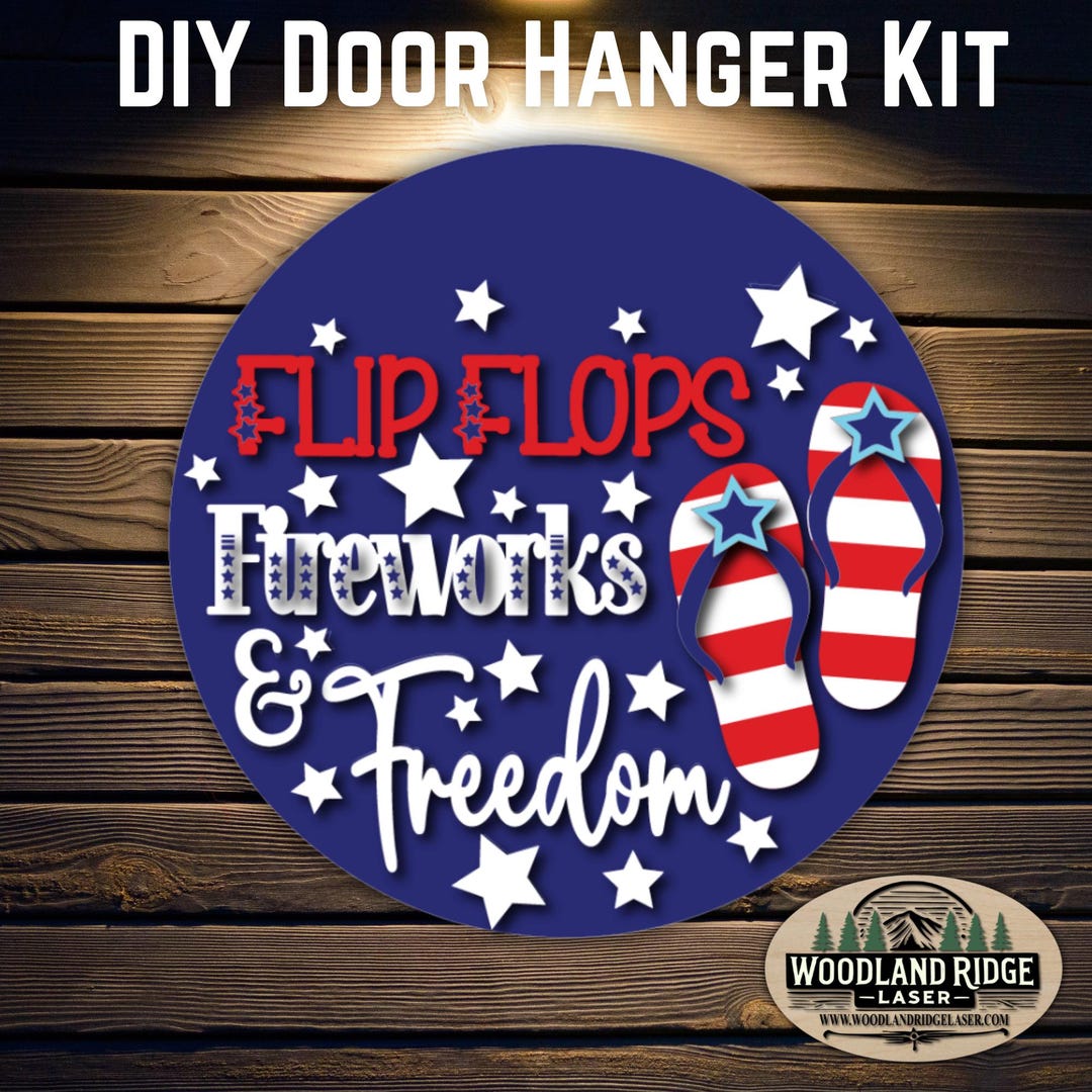 Flip Flops Fireworks & Freedom DIY Door Hanger Kit | 4th of July Door ...