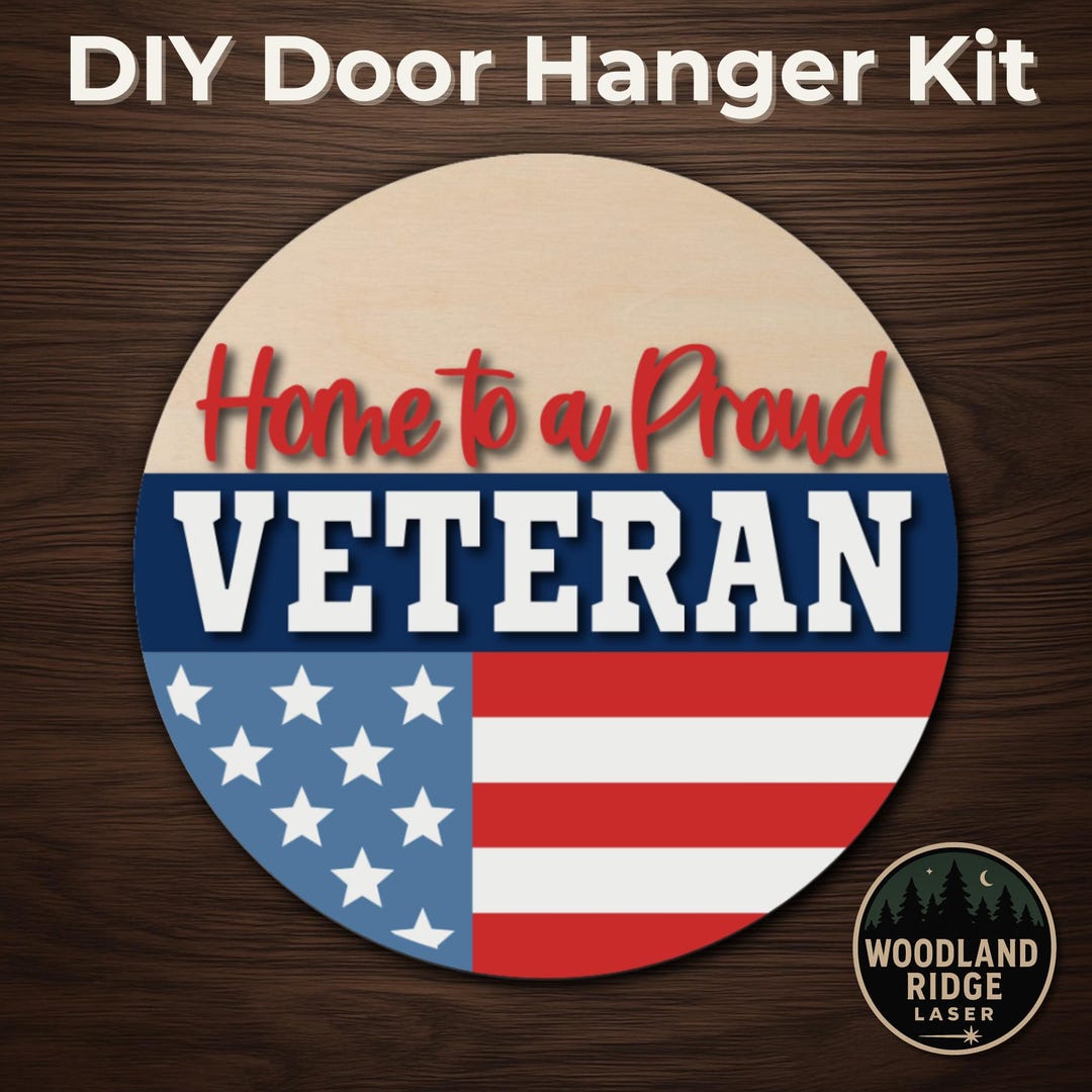 Home to a Proud Veteran DIY Door Hanger Kit – Round Unfinished Wood ...