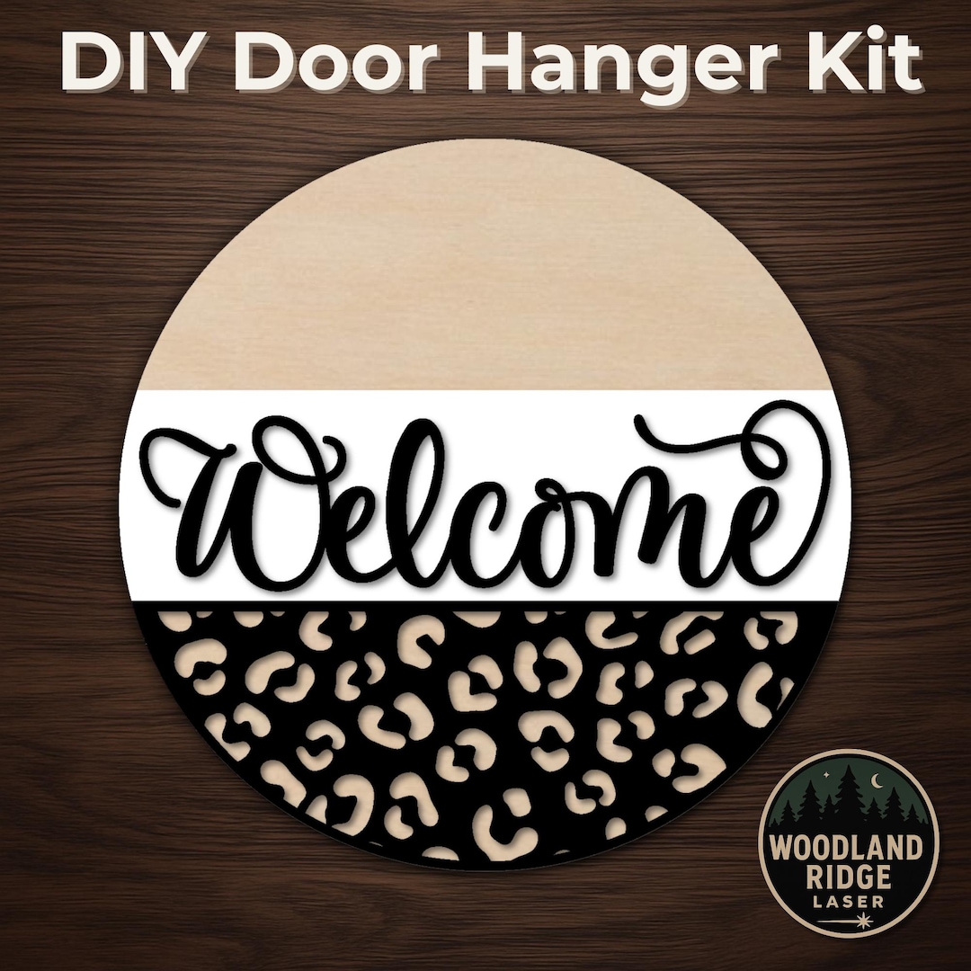 Welcome Leopard Print Door Hanger Kit – Laser Cut Wood Sign - Etsy