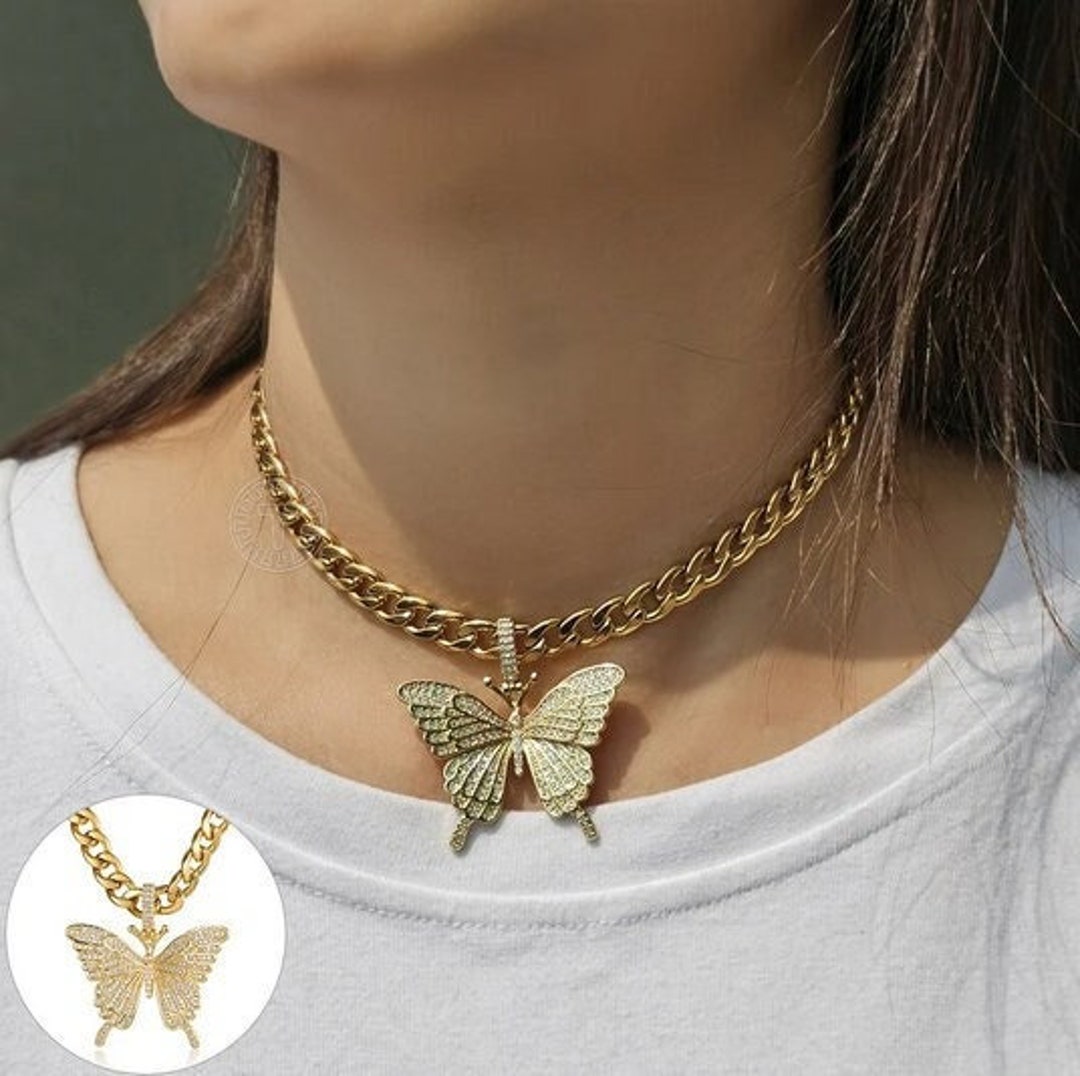 Choker Butterfly Necklace Gold Butterfly Necklace, Butterfly Jewelry ...