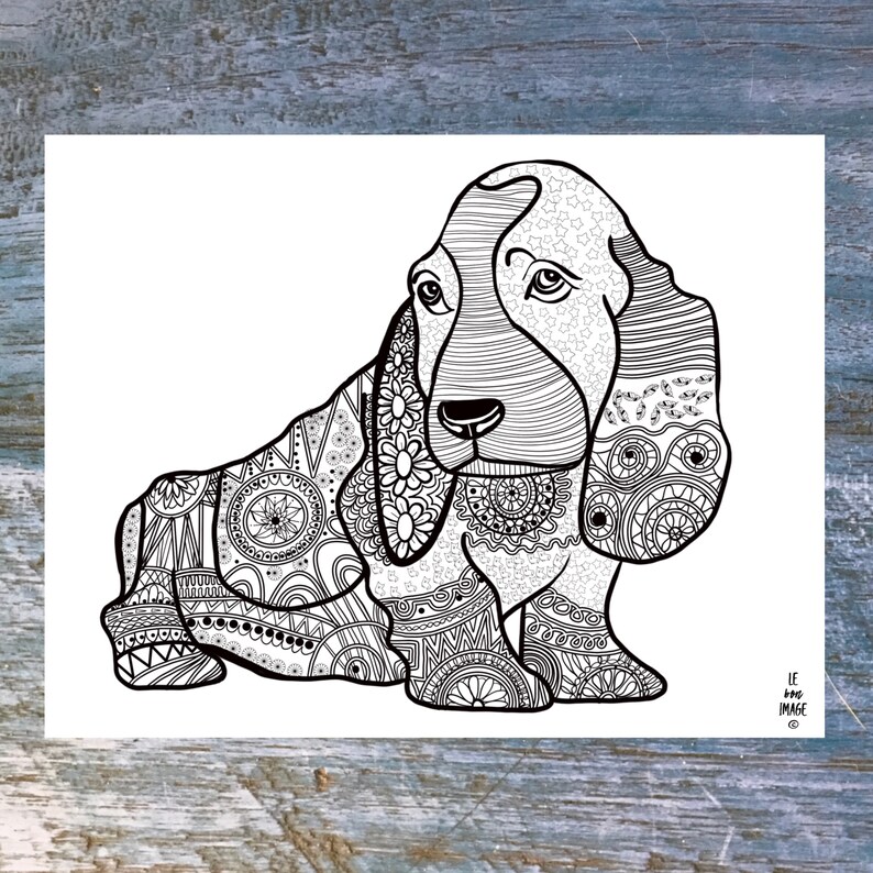 Dog Zentangle Printable Coloring Page Unique Original and Hand - Etsy
