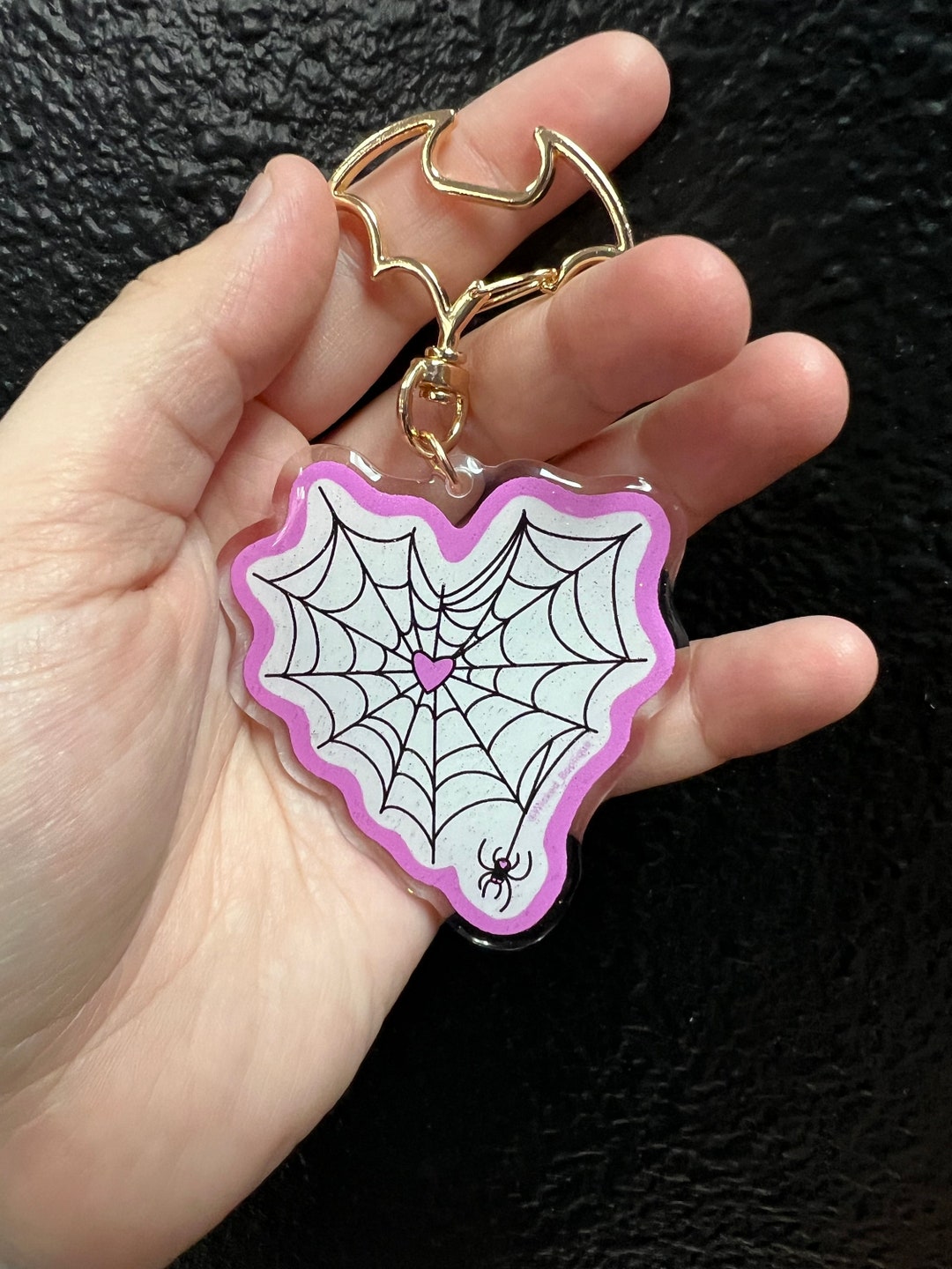 Spiderweb Heart Keychain - Etsy
