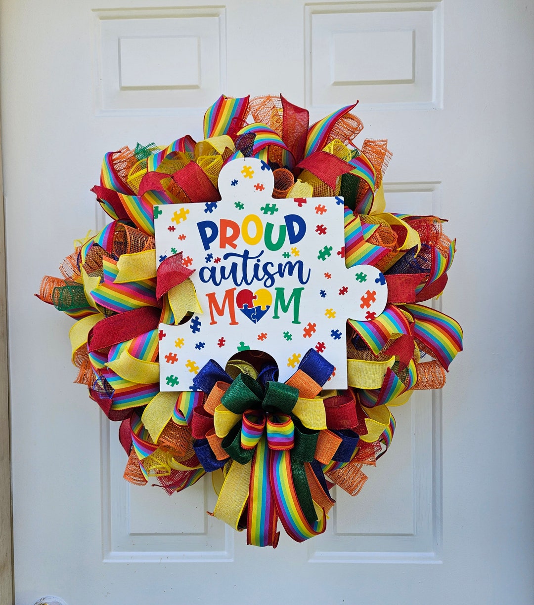 Autism Awareness Wreath for Front Door, Autism Wreath, Proud Autism Mom ...