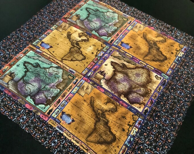 Vintage ALTEA Milano Old Maps Souvenir Scarf Made in Italy Hand Rolled ...