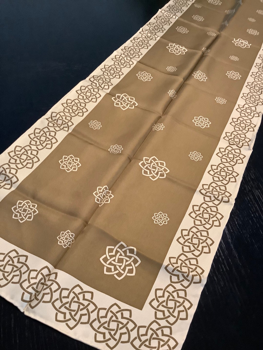 NEW Aga Khan Museum Monogram Silk Scarf Beige Gold - Etsy