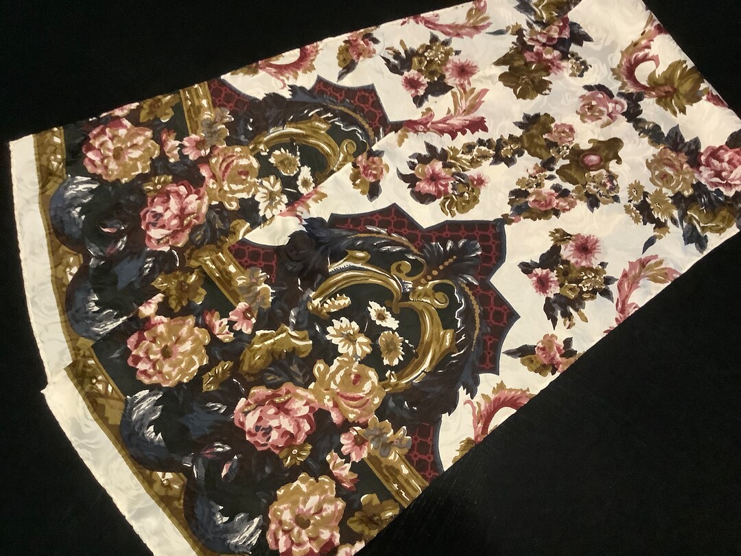 Vintage SACHA Long Silk Floral Scarf Hand Finished Hem - Etsy