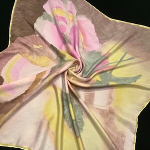 1950s Vintage MAGGY ROUFF PARIS Square Floral Scarf in Pastel Pink ...