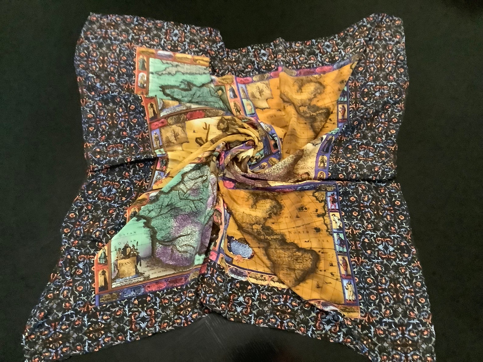 Vintage ALTEA Milano Old Maps Souvenir Scarf Made in Italy - Etsy