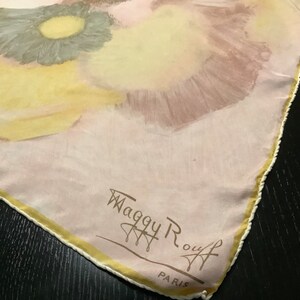 1950s Vintage MAGGY ROUFF PARIS Square Floral Scarf in Pastel Pink ...