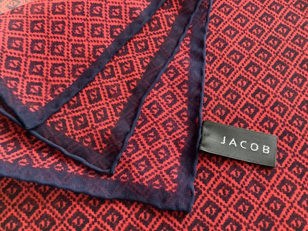 Vintage JACOB Small 100% Silk Sheer Blue and Red Scarf With - Etsy