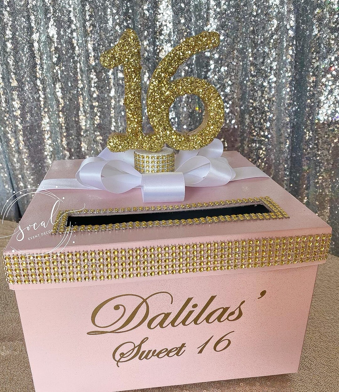 Rhinestone Card Box With Glittered Number 15, 16, 30, 40 - Any Number ...