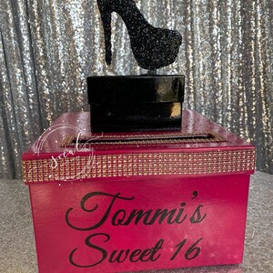Custom Card Box With Sparkling Stiletto Heel or Milestone Age - Free ...