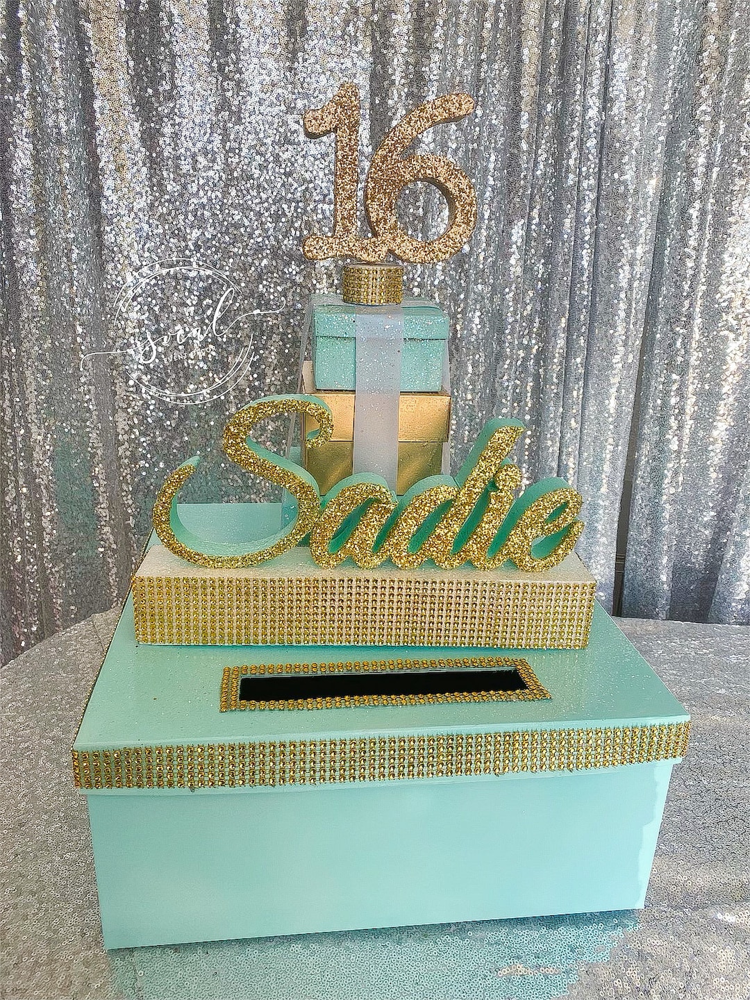 Beautiful Card Box With Custom Glittered Name Riser and Any Age ...