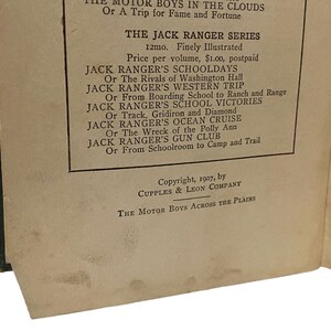 The Motor Boys Across the Plains by Clarence Young Published by Cupples ...