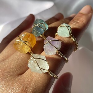 Raw Crystal Rings, Genuine Crystals, Raw Crystals, Wire Wrapped Rings ...