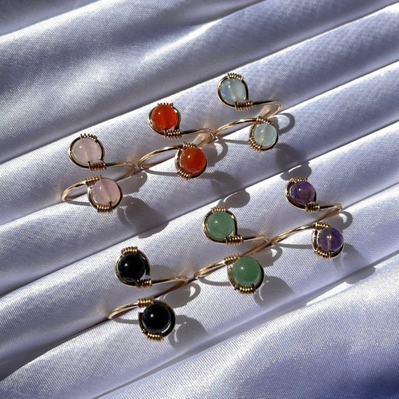 Adjustable Crystal Twist Ring Crystal Jewlery Wire Wrapped - Etsy