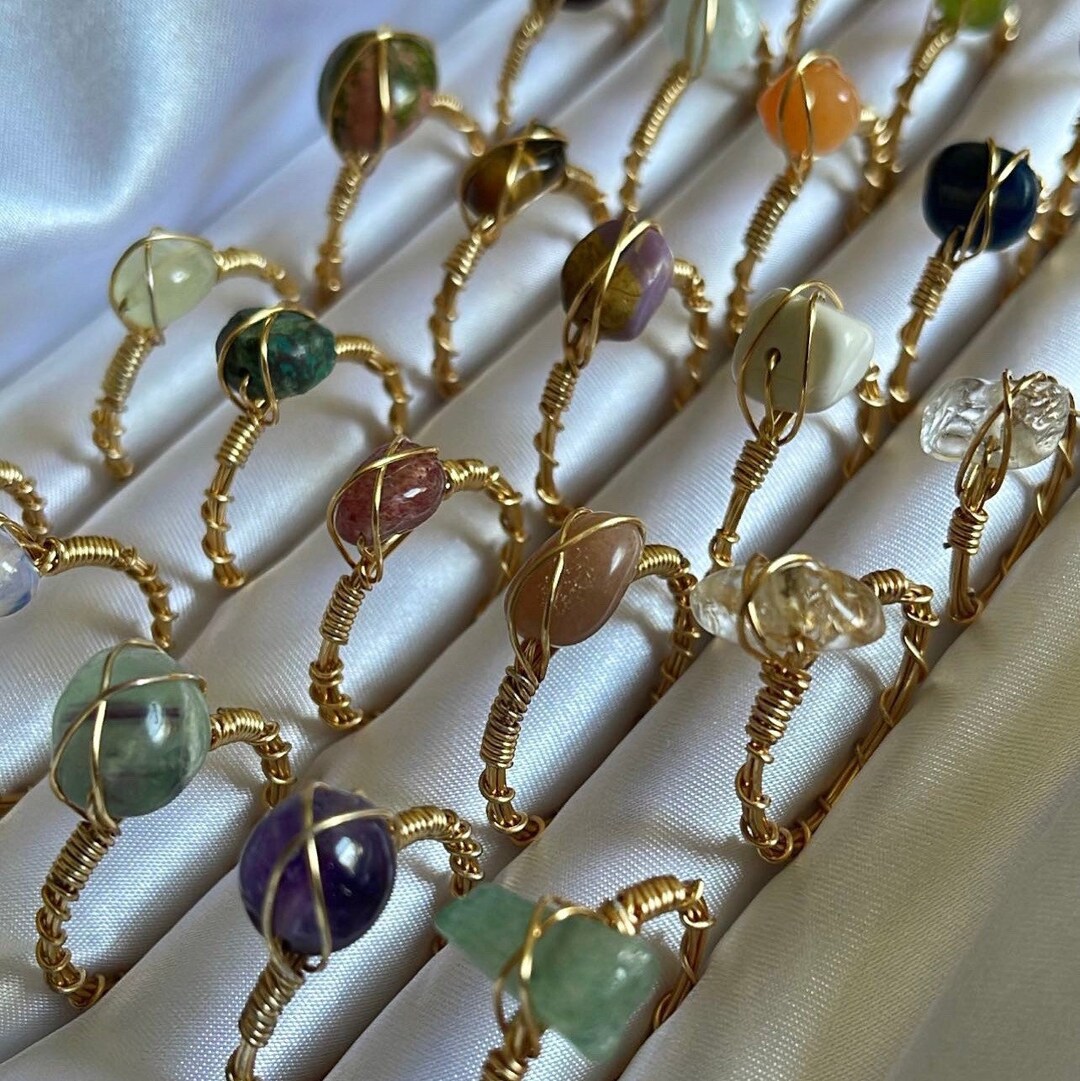 Crystal Wire Wrapped Rings, Crystal Rings, Crystal Jewelry, Birthstone ...