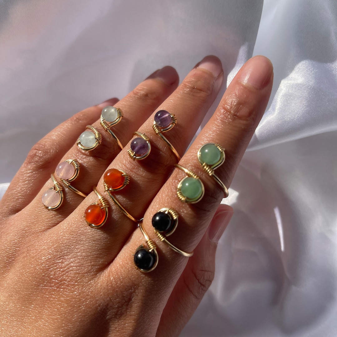 Adjustable Crystal Twist Ring, Crystal Jewelry, Wire Wrapped Crystals ...