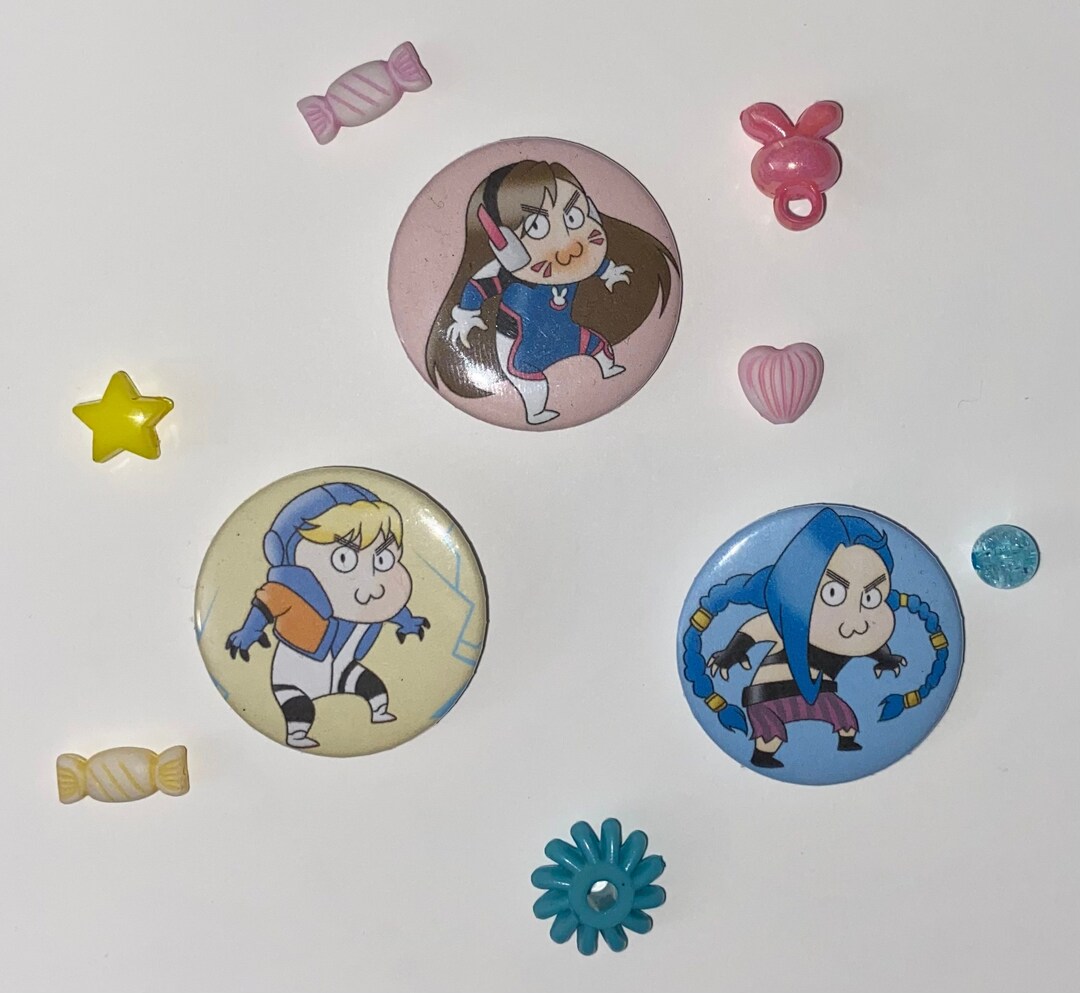 Gremlin Buttons - D. Va, Wattson, Jinx - Etsy