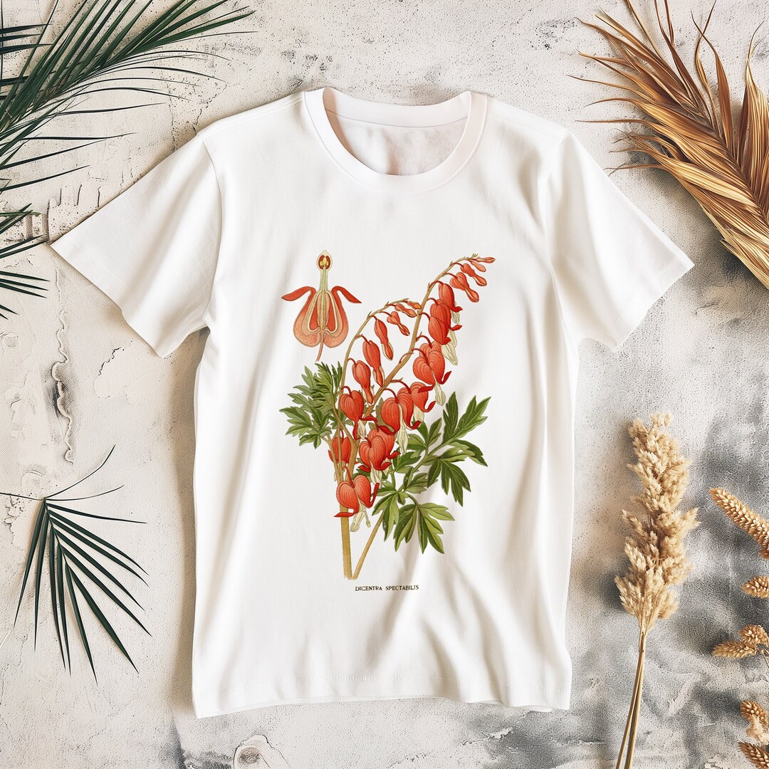 Bleeding Heart T-shirt, Adult Unisex Organic Cotton, Graphic Vintage ...