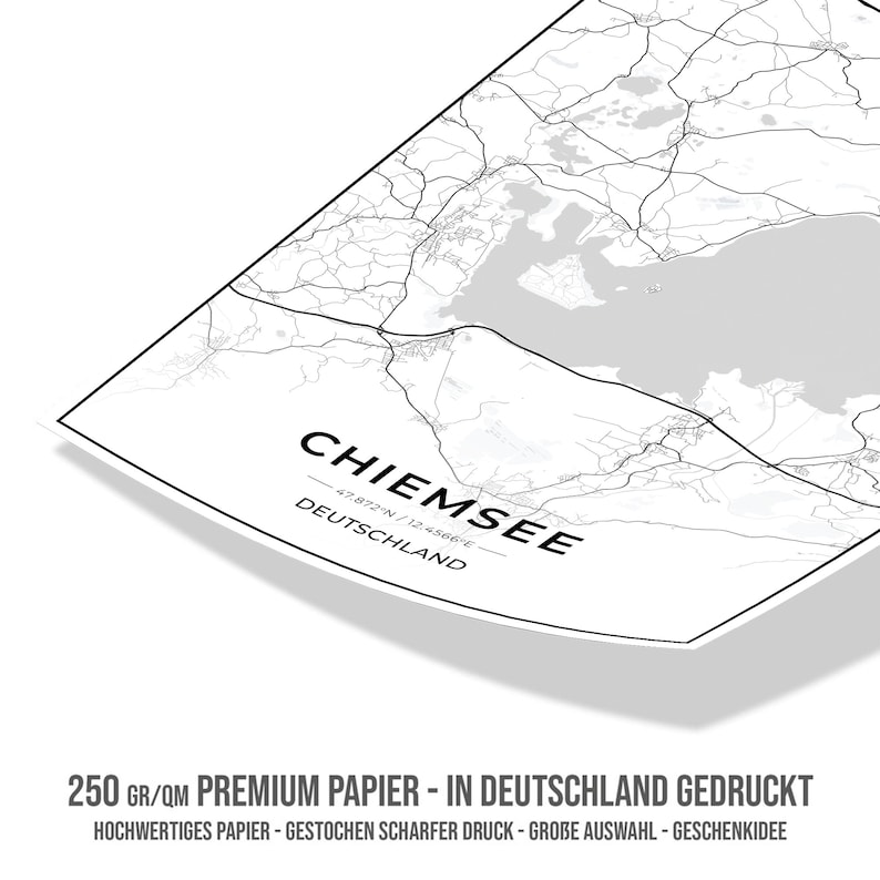 Lake Map Poster Chiemsee With Coordinates - Etsy