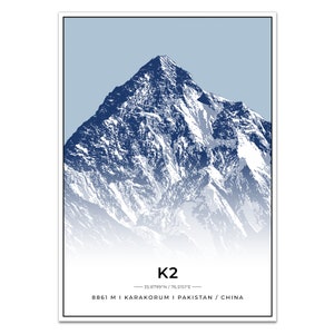 Mountains Poster K2 With Coordinates - Etsy