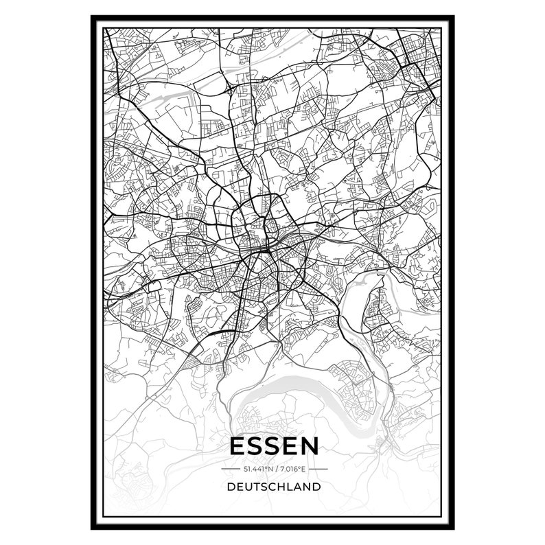 City Map Essen Poster With High-resolution Print - Art Print "made in ...