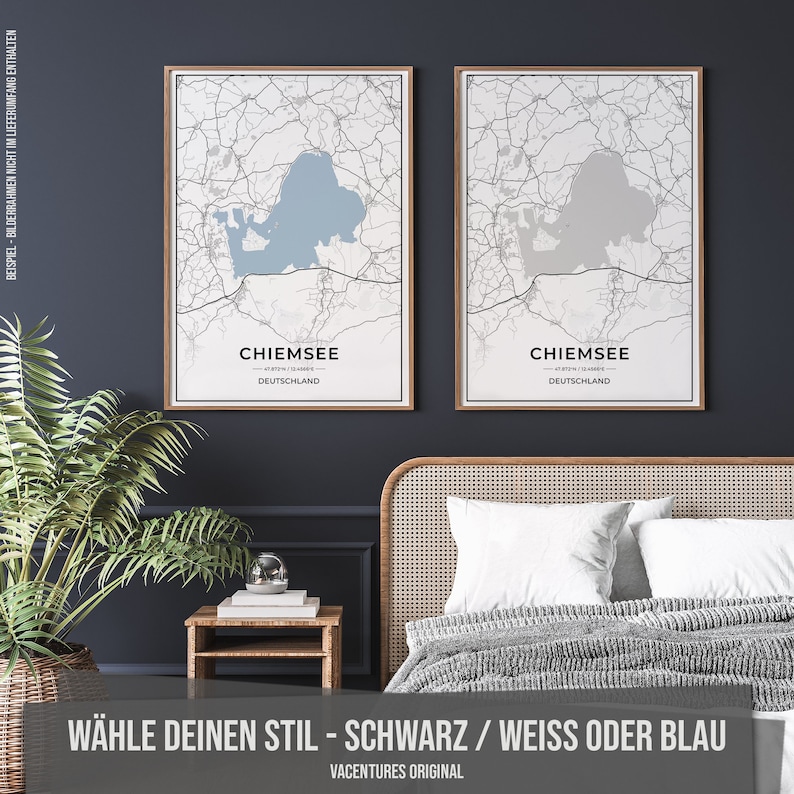 Lake Map Poster Chiemsee With Coordinates - Etsy