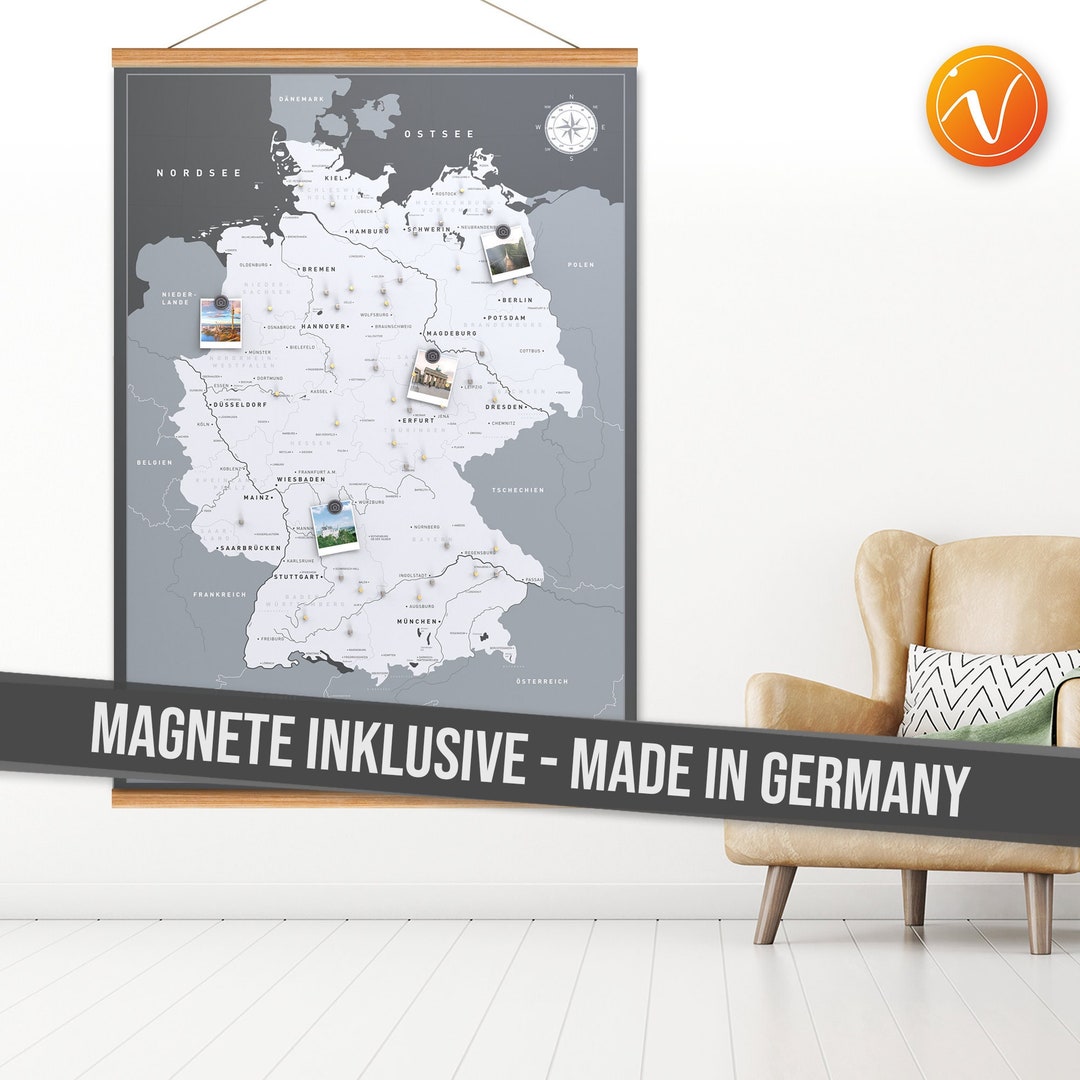 Germany Map Magnetic Poster With Bar VACENTURES Original - Etsy