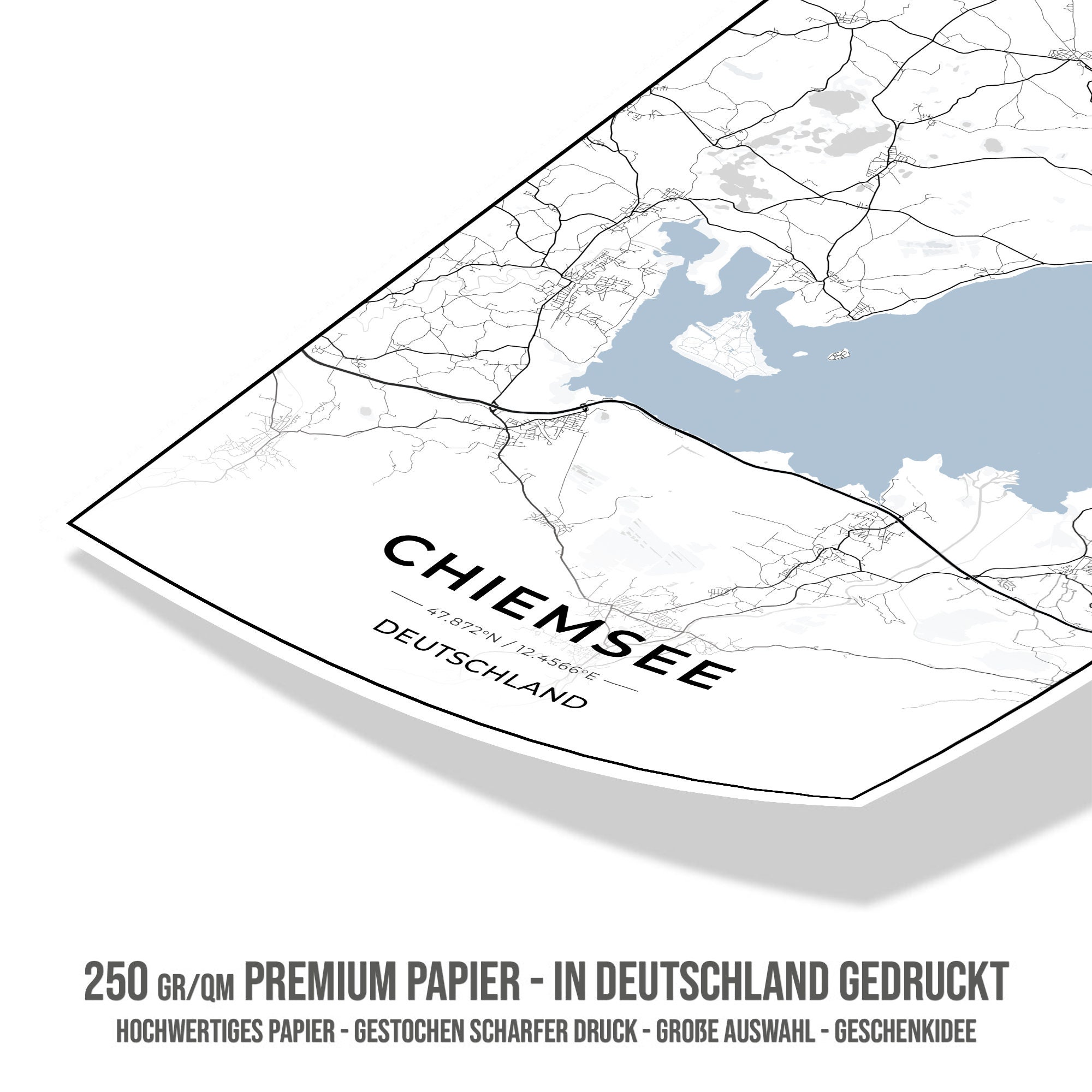 Lake Map Poster Chiemsee With Coordinates - Etsy