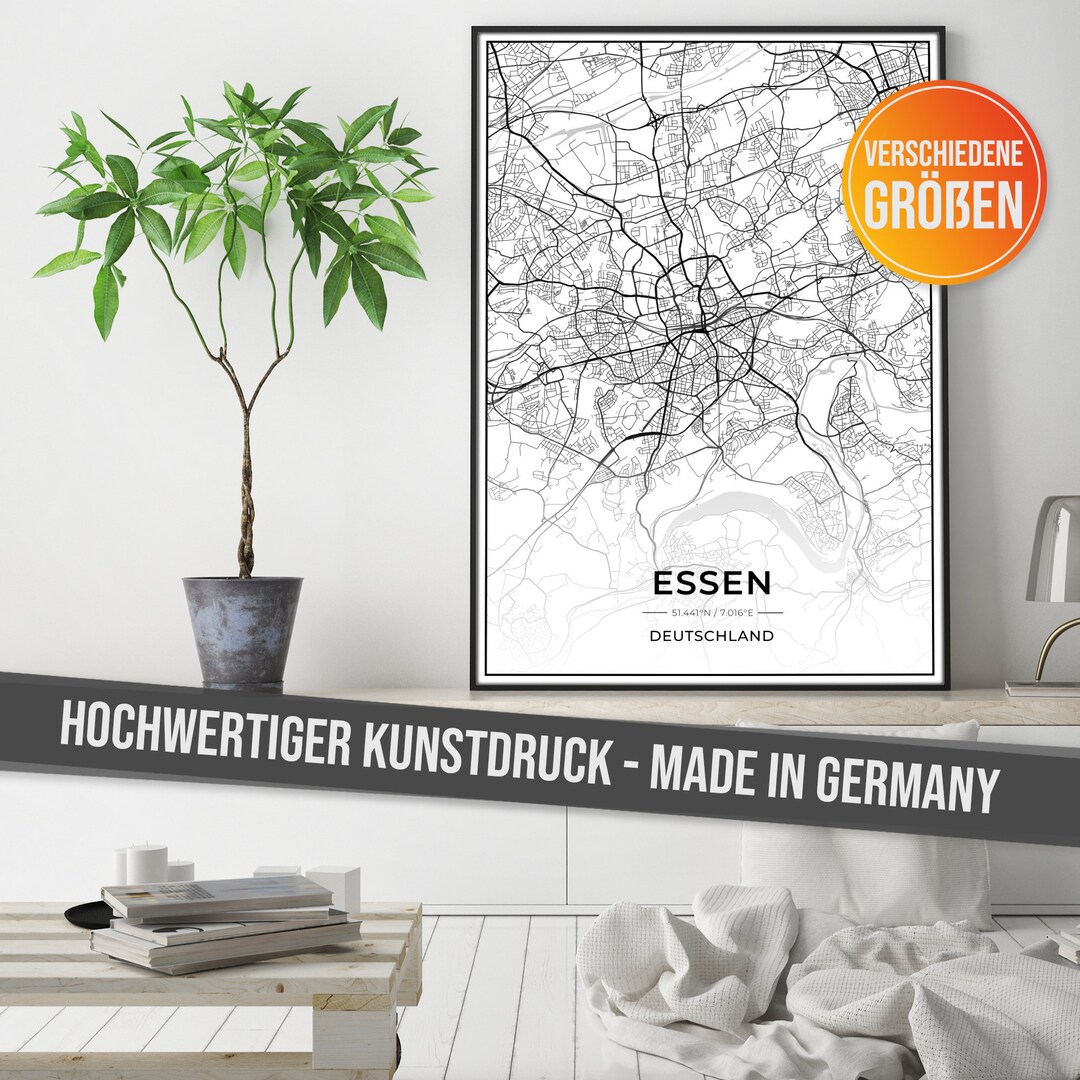 City Map Essen Poster With High-resolution Print Art Print made in ...