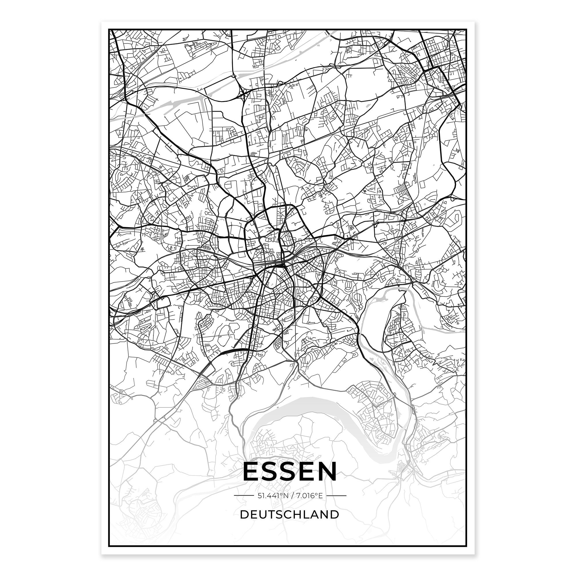 City Map Essen Poster With High-resolution Print Art Print made in ...