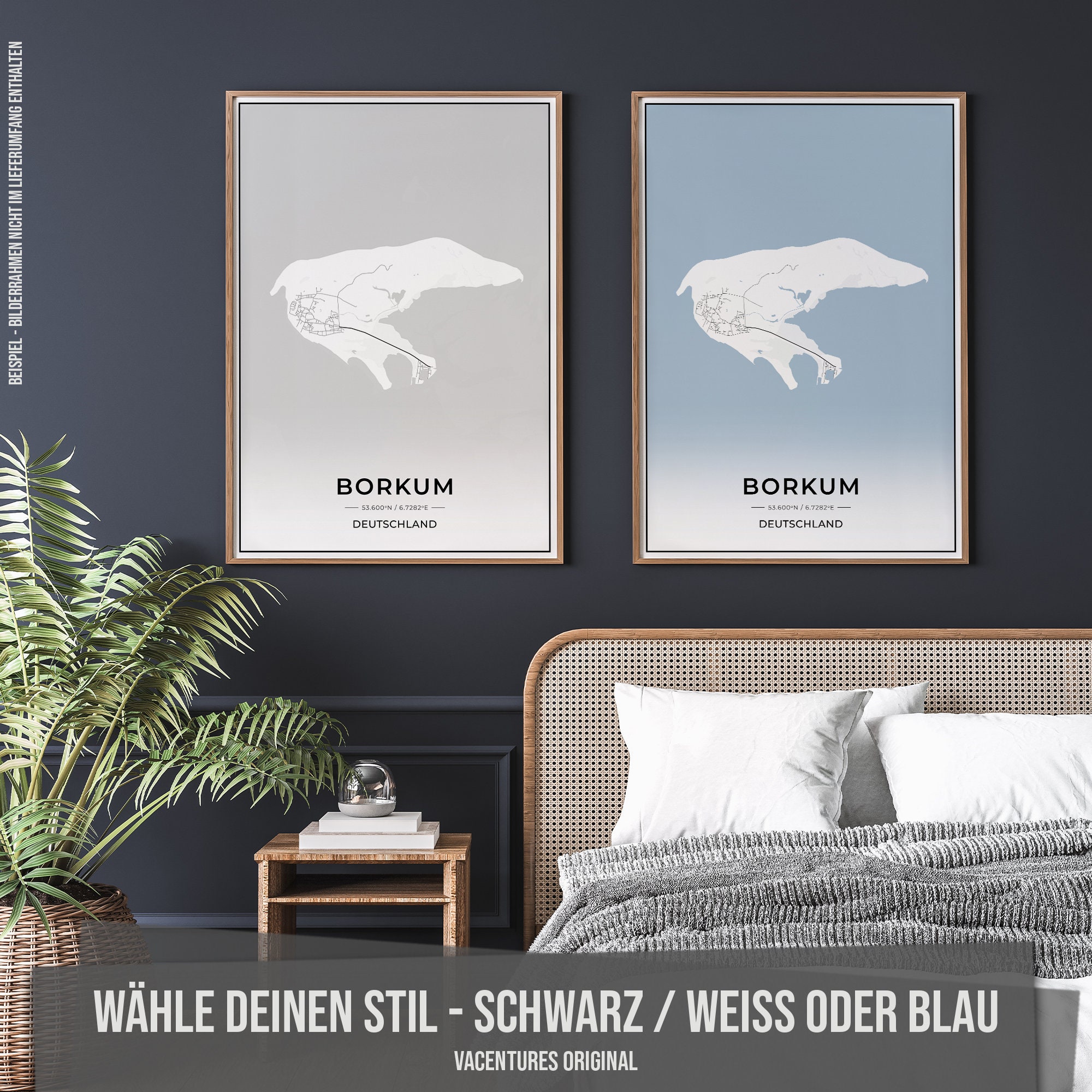 Island Map Poster Borkum With Coordinates - Etsy