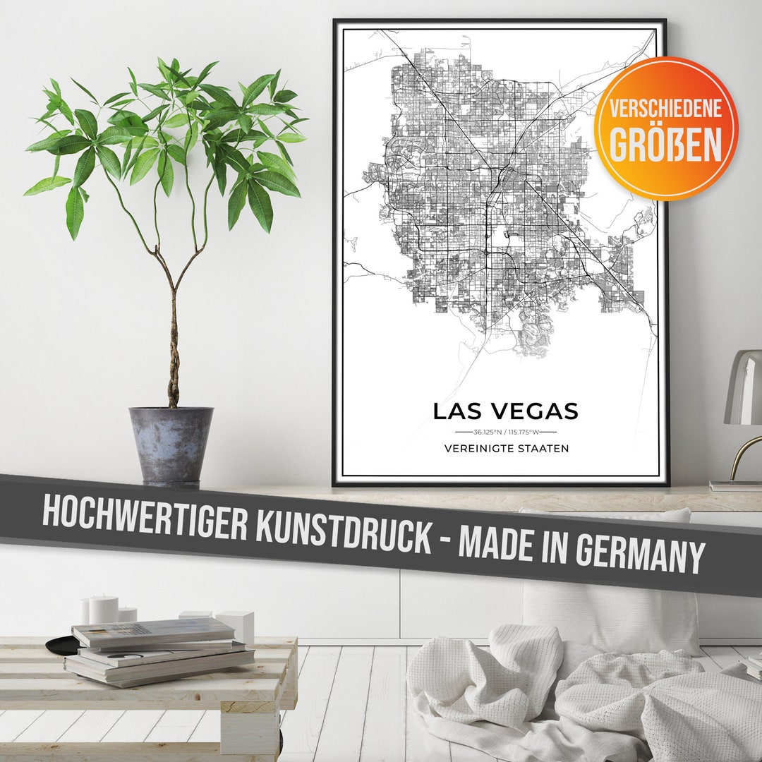 City Map Las Vegas Poster With High-resolution Print Art Print made in ...