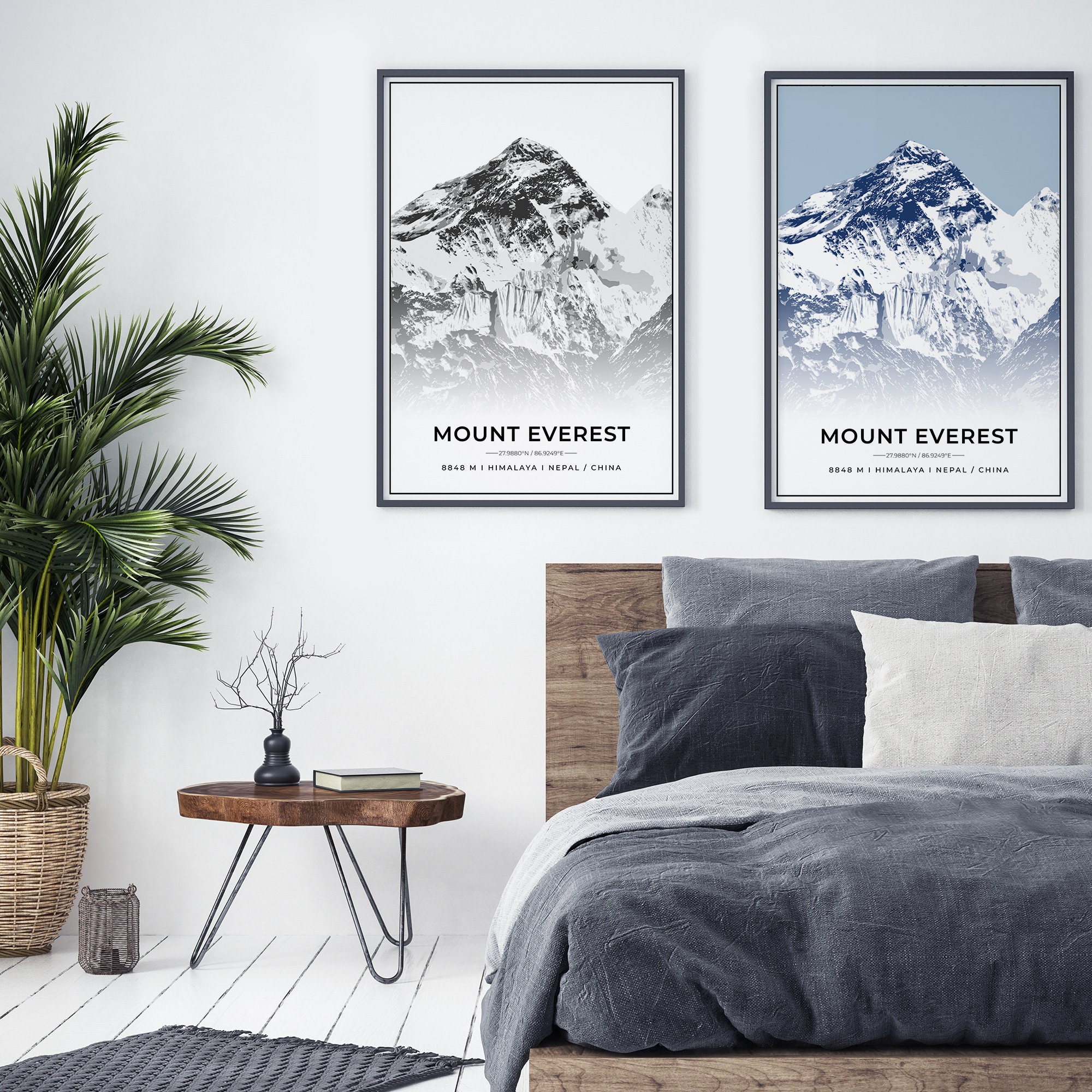 Mountains Poster Mount Everest With Coordinates - Etsy
