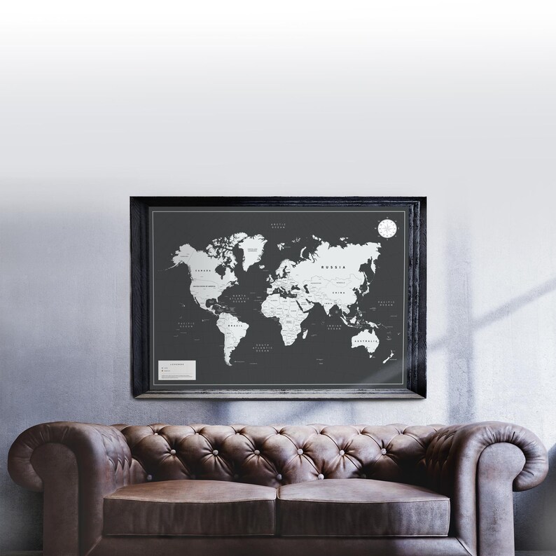 MAGNETIC Wall World Map 2X 15 Magnetic Pins I Mark Your | Etsy