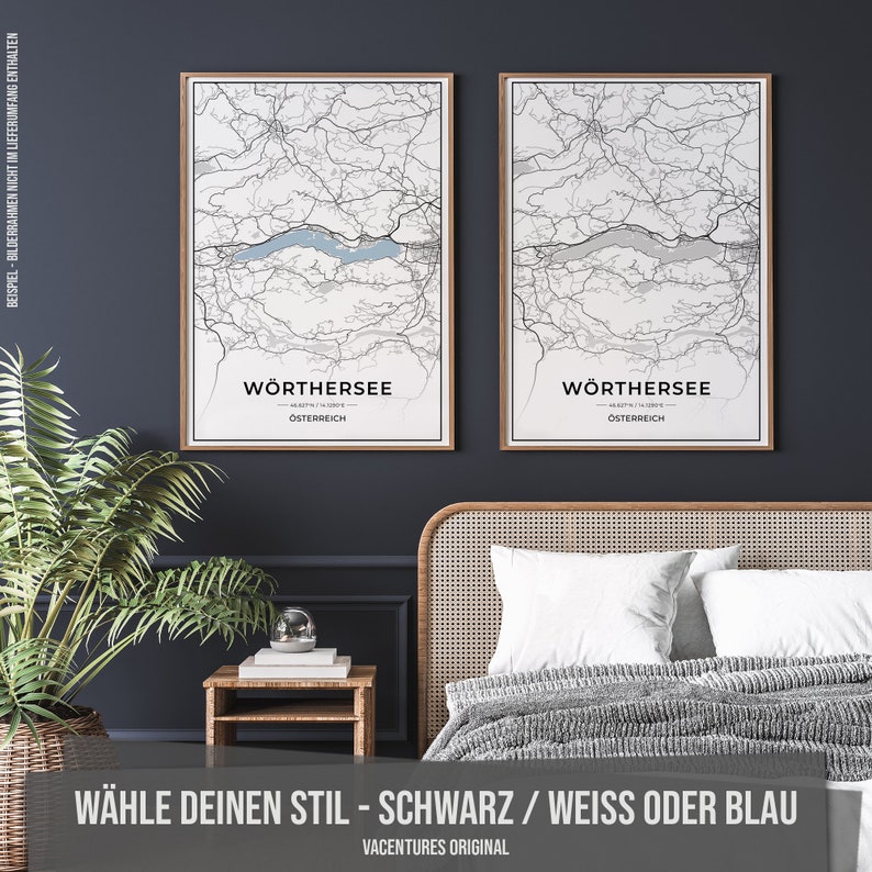 Lake Map Poster Wörthersee With Coordinates - Etsy