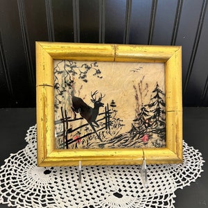 Framed Reverse Painted Silhouette of Deer - Etsy