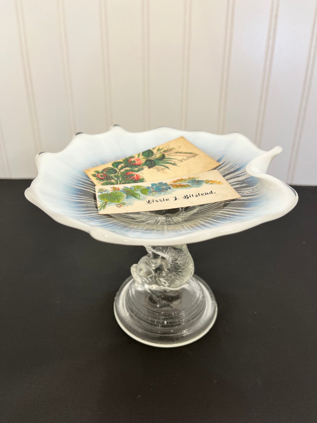 Victorian Era Northwood Glass Calling Card Receiver - Compote - Etsy