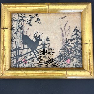 Framed Reverse Painted Silhouette of Deer - Etsy