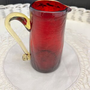 Pilgrim Glass Company Hand Blown Ruby Red Crackle Glass Mini Pitcher - Etsy