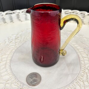 Pilgrim Glass Company Hand Blown Ruby Red Crackle Glass Mini Pitcher - Etsy