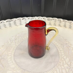 Pilgrim Glass Company Hand Blown Ruby Red Crackle Glass Mini Pitcher - Etsy
