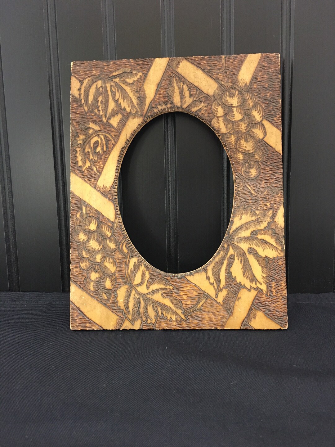 Vintage Wood Burned Picture Frame - Etsy