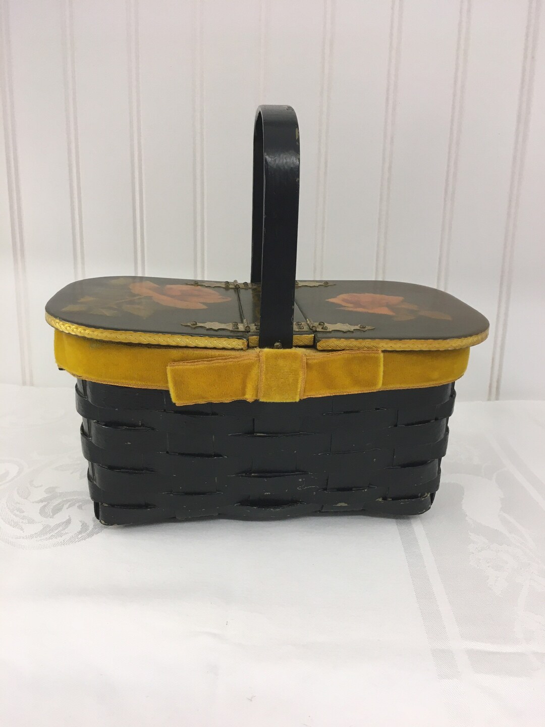 Flip Top Basket Purse W/decoupage Roses - Signed - Etsy