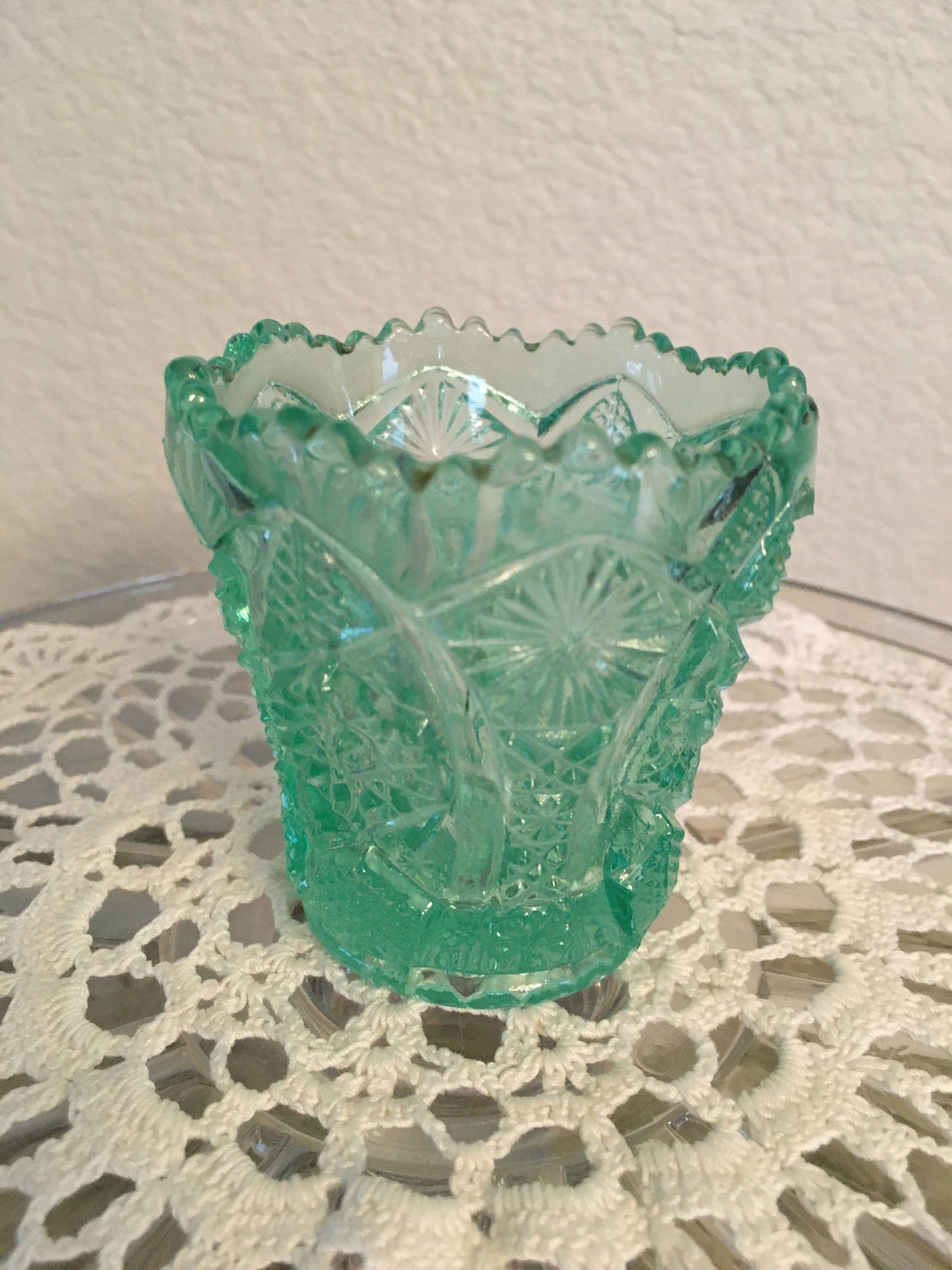 Imperial Glass Hobstar Pattern Toothpick Holder in Light Green - Etsy