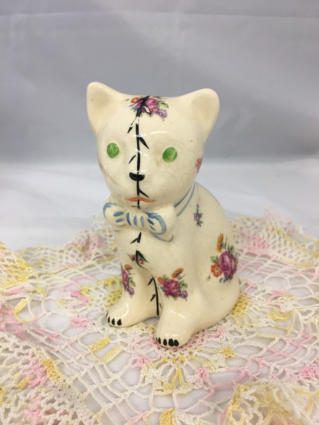 Vintage “calico” Cat Figurine - Etsy