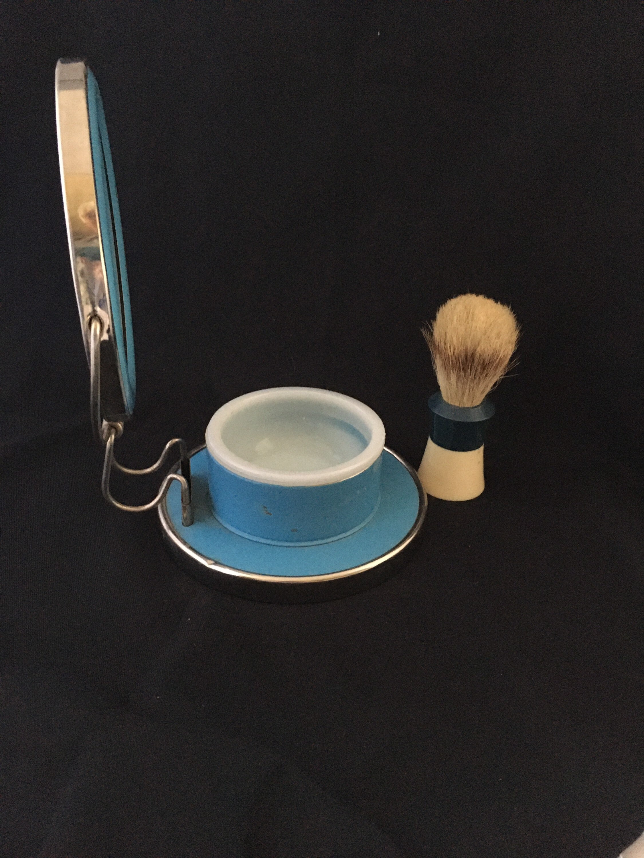 Vintage Folding Shaving Mirror w/Brush & Soap Dish | Etsy